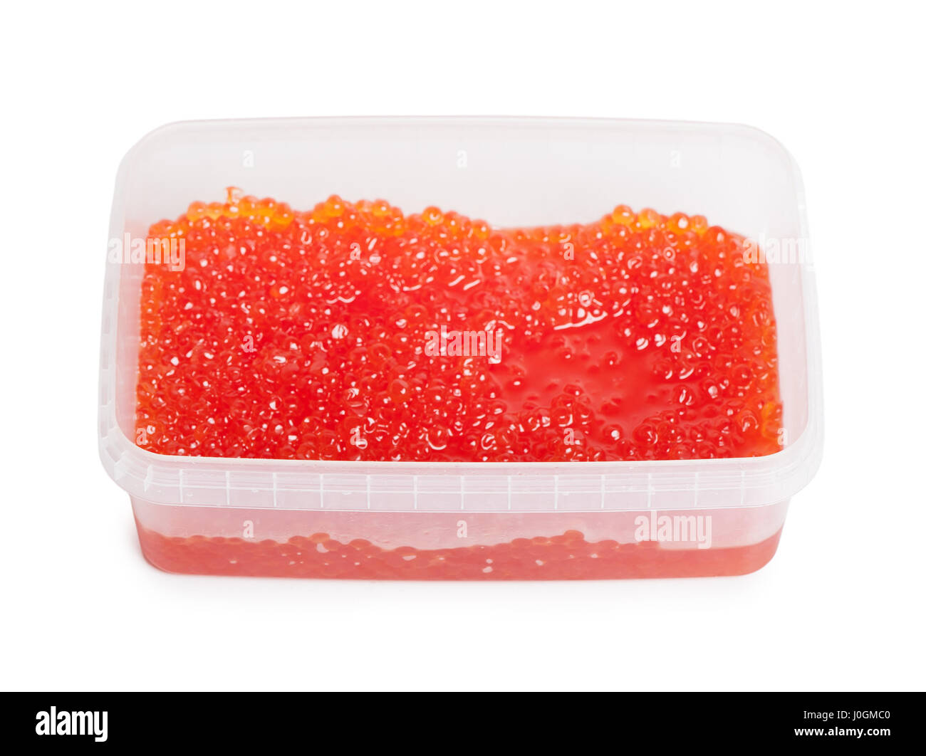 Red caviar in container isolated on white background Stock Photo - Alamy