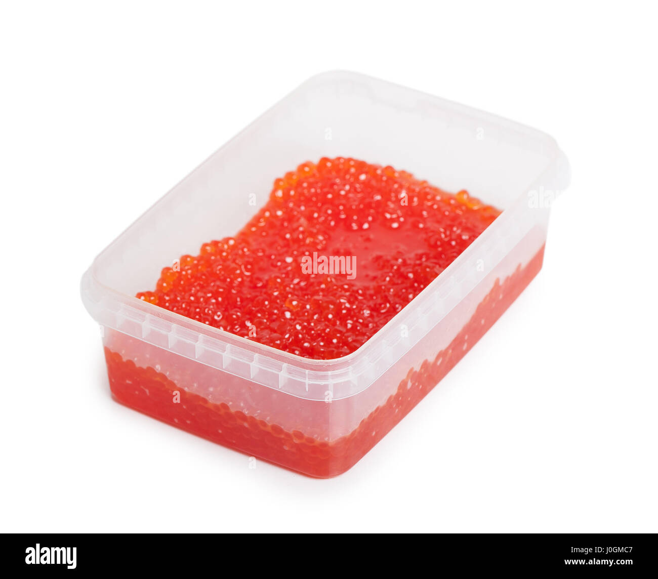 Red caviar in container isolated on white background Stock Photo - Alamy