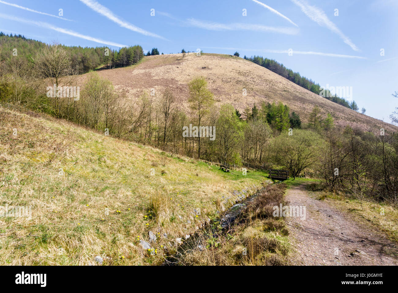 The hills above Blaenclydach in the Rhondda Valley, south Wales Stock ...