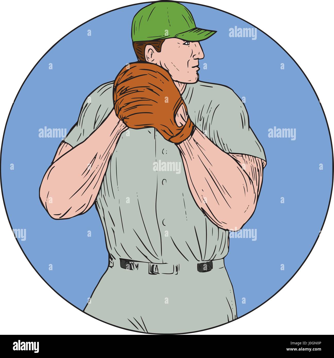 Drawing sketch style illustration of an american baseball player ...