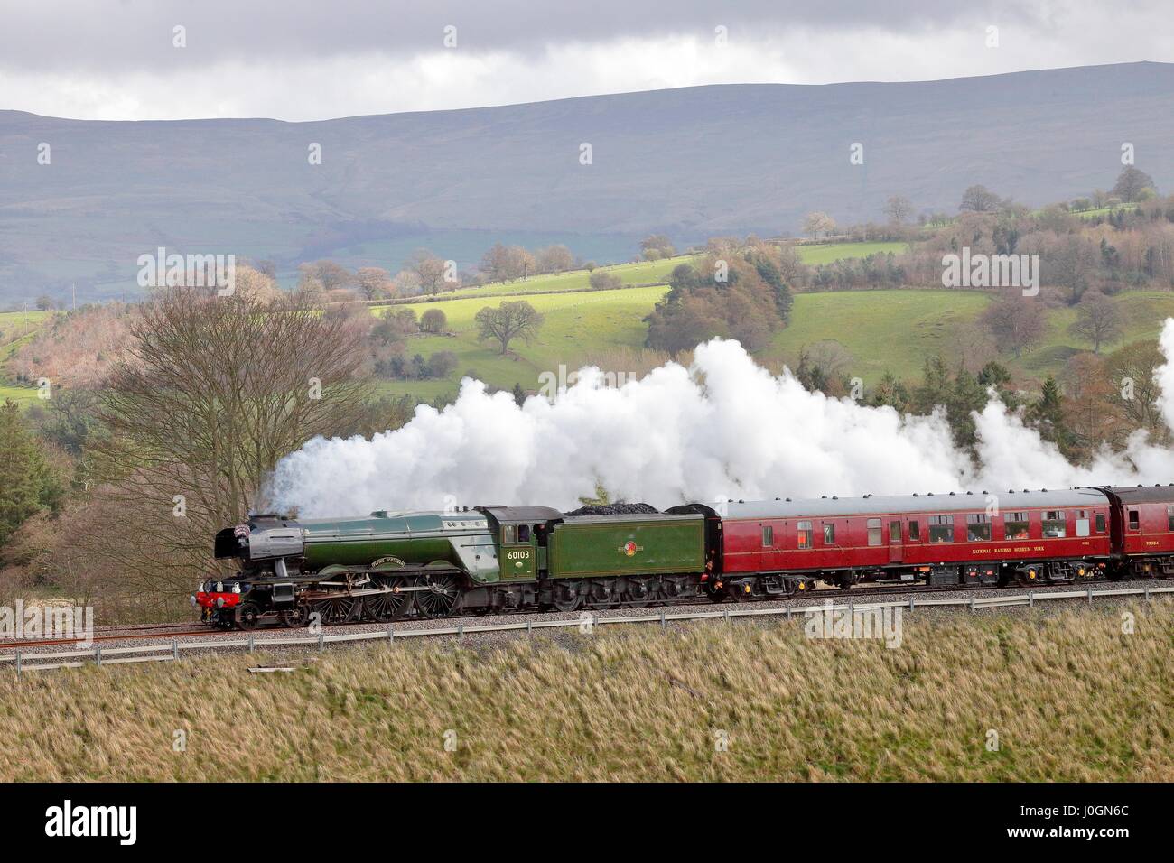 Steam train LNER A3 Class 4-6-2 no 60103 Flying Scotsman. Lazonby, Eden ...
