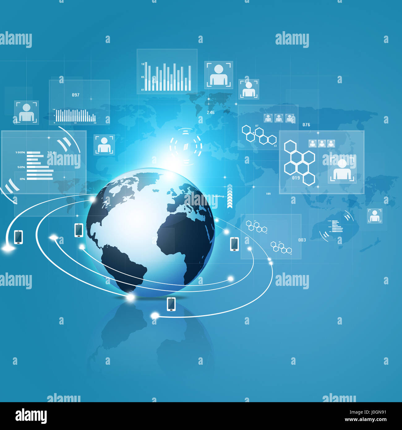 concept interface of global web connections and communications Stock ...