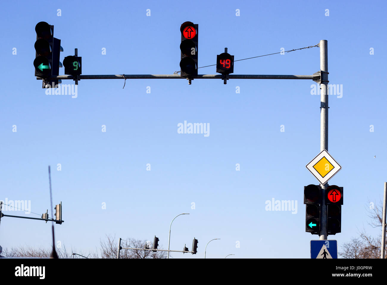 Traffic lights on a car track regulating traffic safety Stock Photo - Alamy