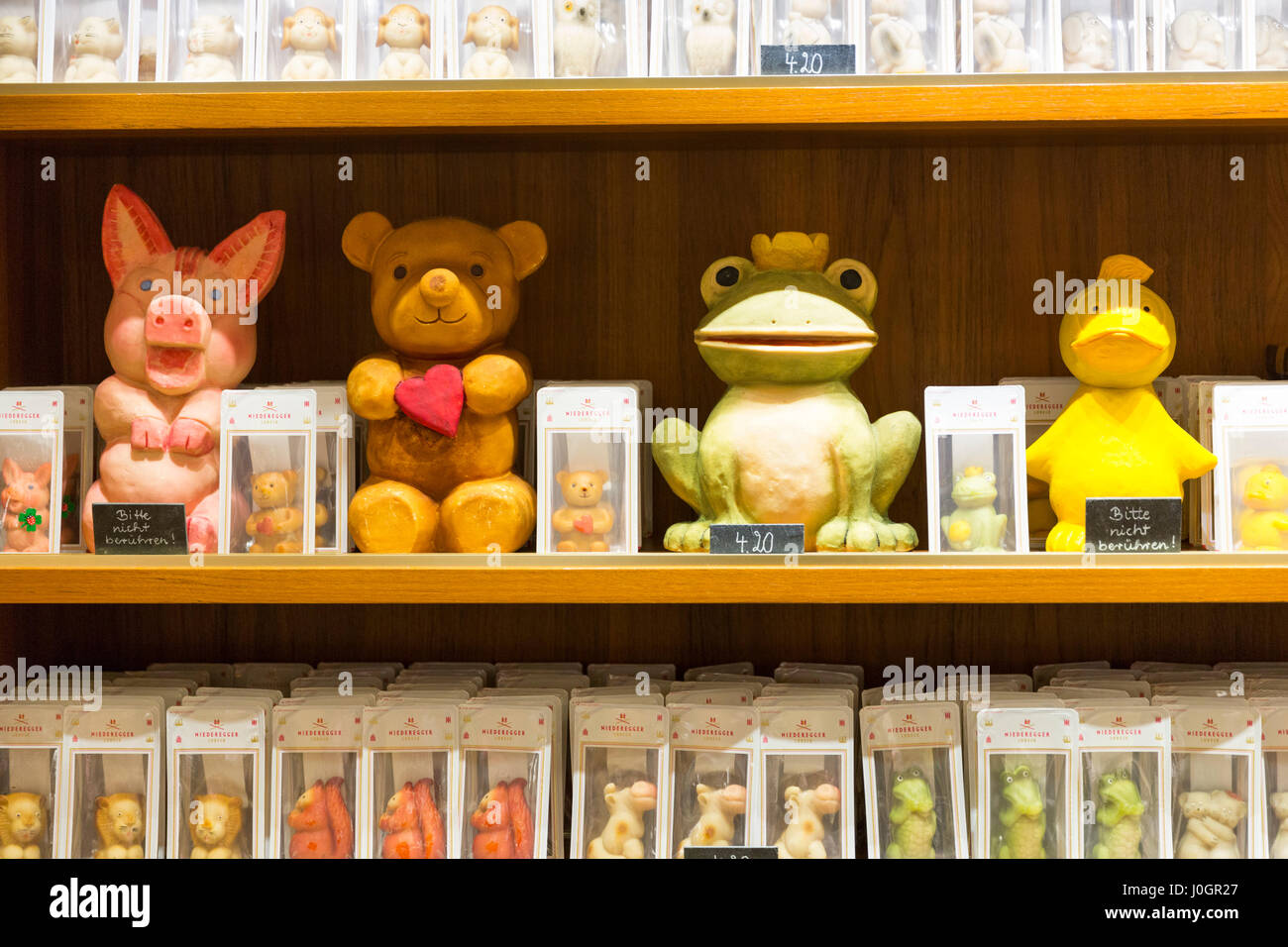 Marzipan sweets and candy on display inside J.G. Niederegger shop in ...