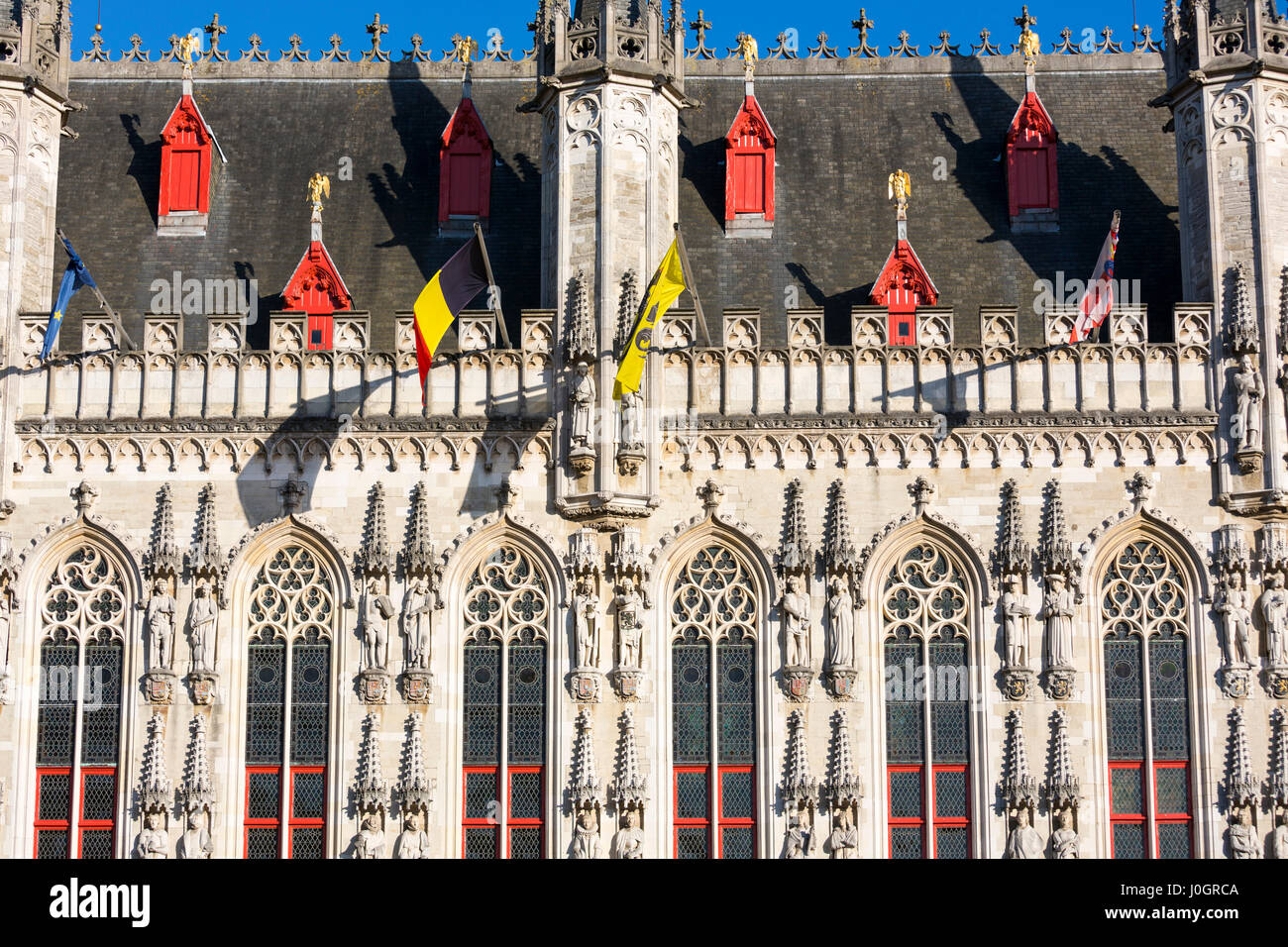 Traditional architecture windows in Bruges - Brugge - Belgium Stock ...