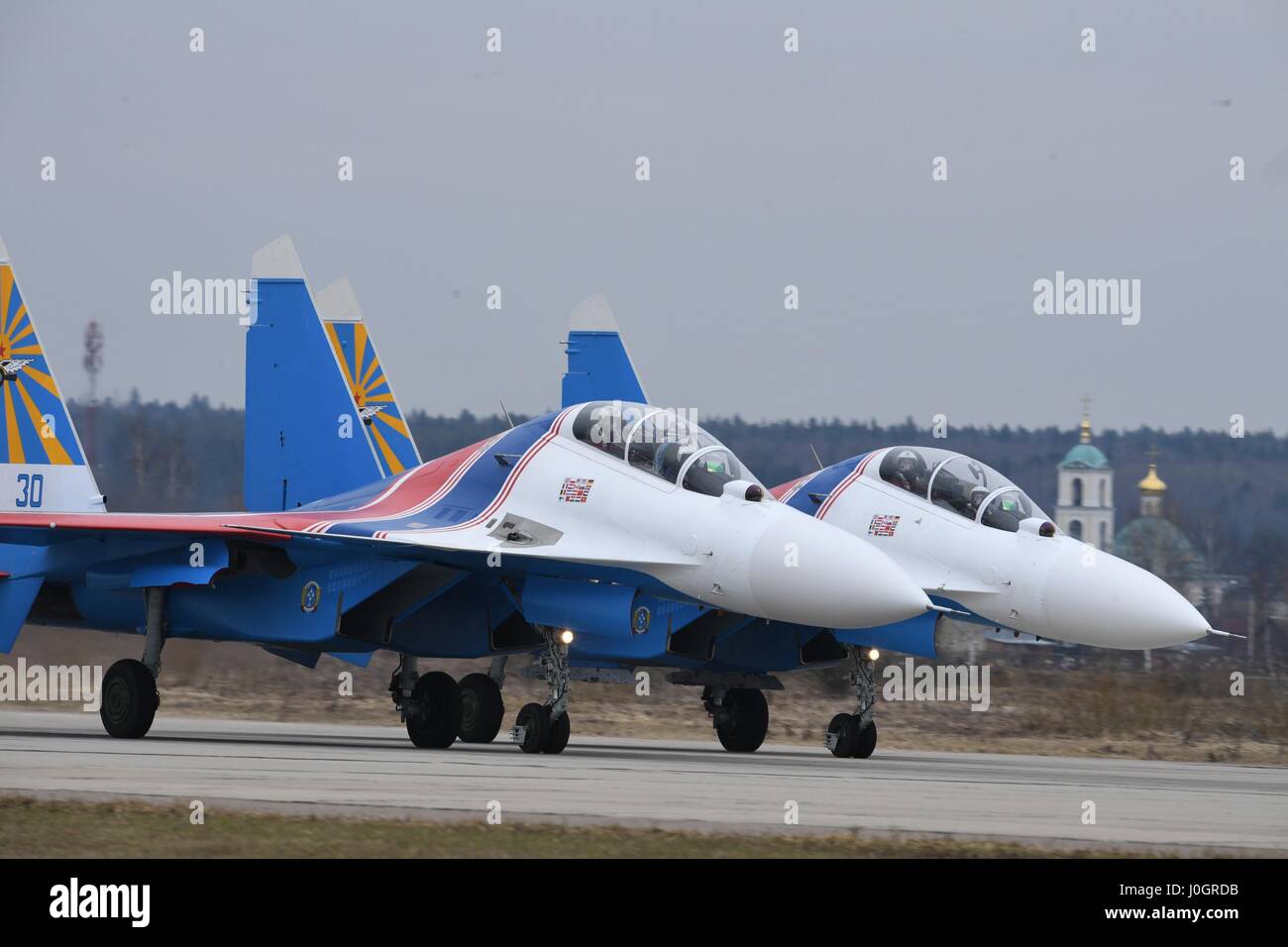 April 10, 2017. - Russia, Moscow Region, Kubinka. - Rehearsal of the air part of the Victory Day ...