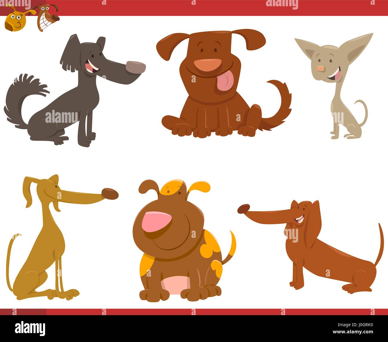 Cartoon Illustration of Cute Dogs or Puppies Animal Pet Characters Set ...