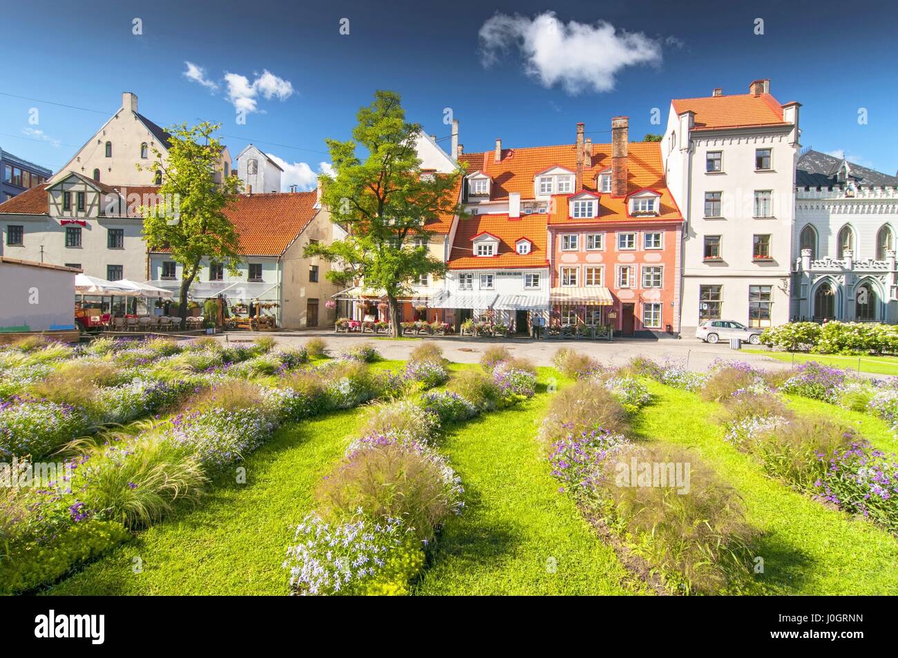 Livu square in the entertainment center of old city of Riga, Latvia ...