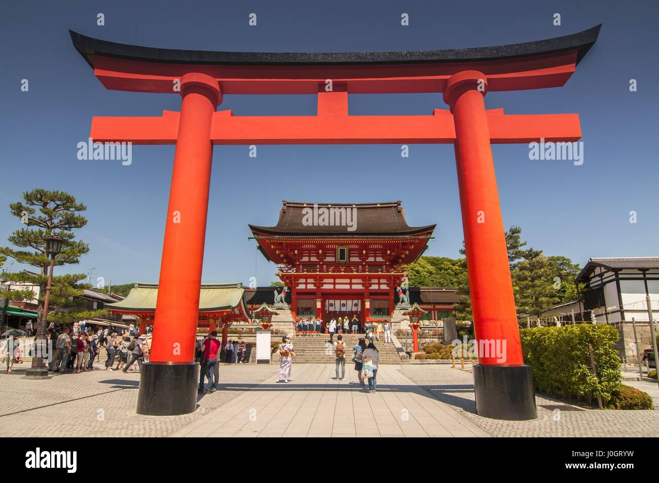 The Romon Gate at Fushimi Inari Shrine's entrance in Kyoto, Japan Stock ...