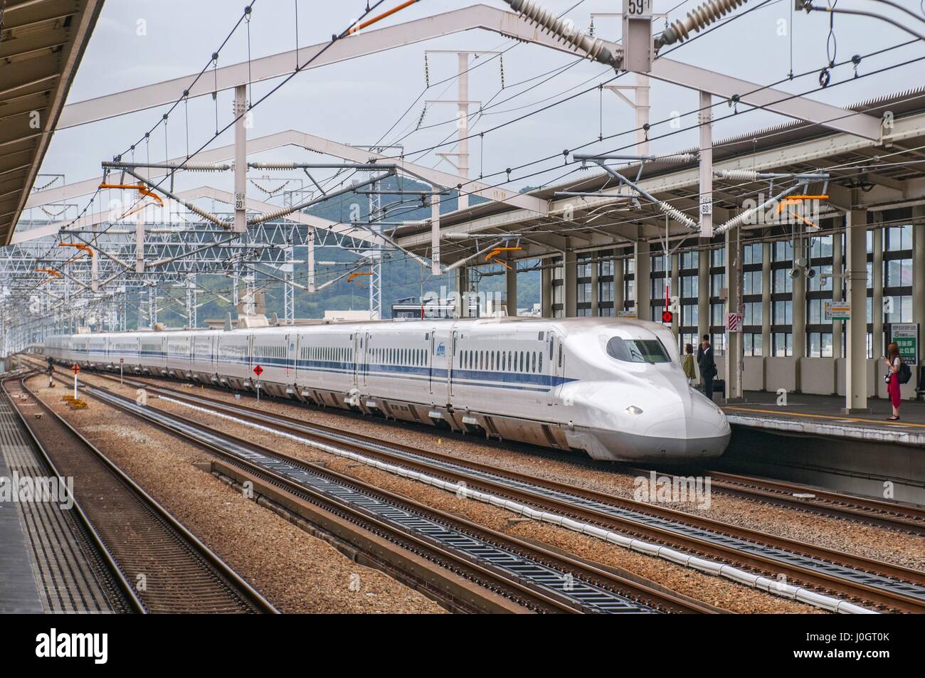 Shinkansen train pulls into Shin Osaka Station, Japan Stock Photo - Alamy