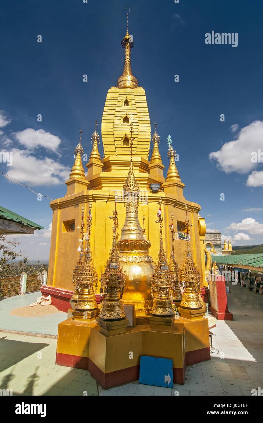 Popa Taungkalat monastery atop an outcrop of Mount Popa volcano ...