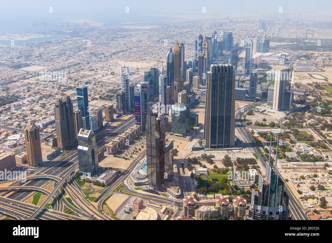 Aerial view of Downtown Dubai from the tallest building in the world ...