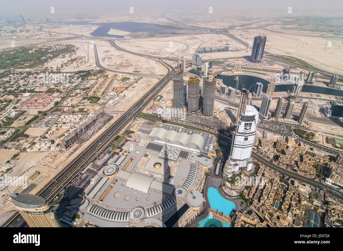 Aerial view of Downtown Dubai from the tallest building in the world ...