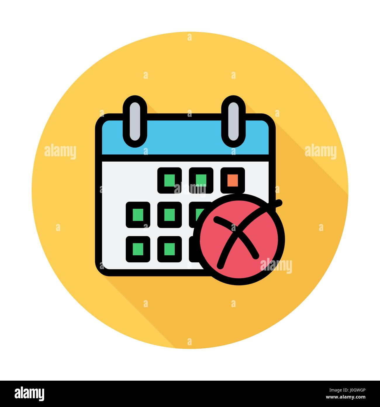 Calendar with cross. Single flat icon on white background. Vector ...