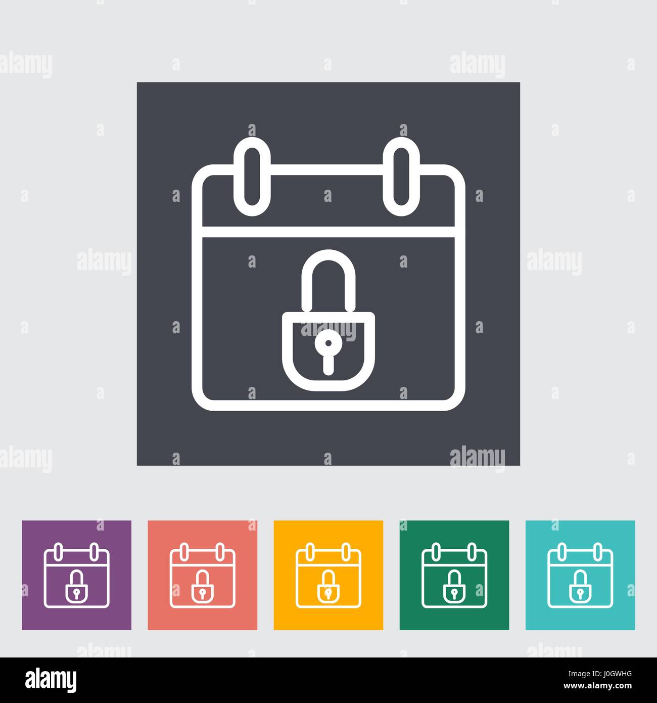 Calendar with padlock. Single flat icon on the button. Vector ...