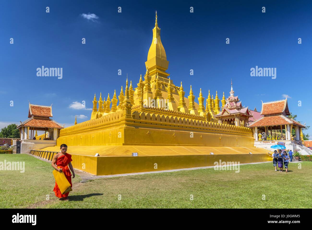 Pha That Luang, symbol of the Laos sovereignty, Buddhist religion and ...