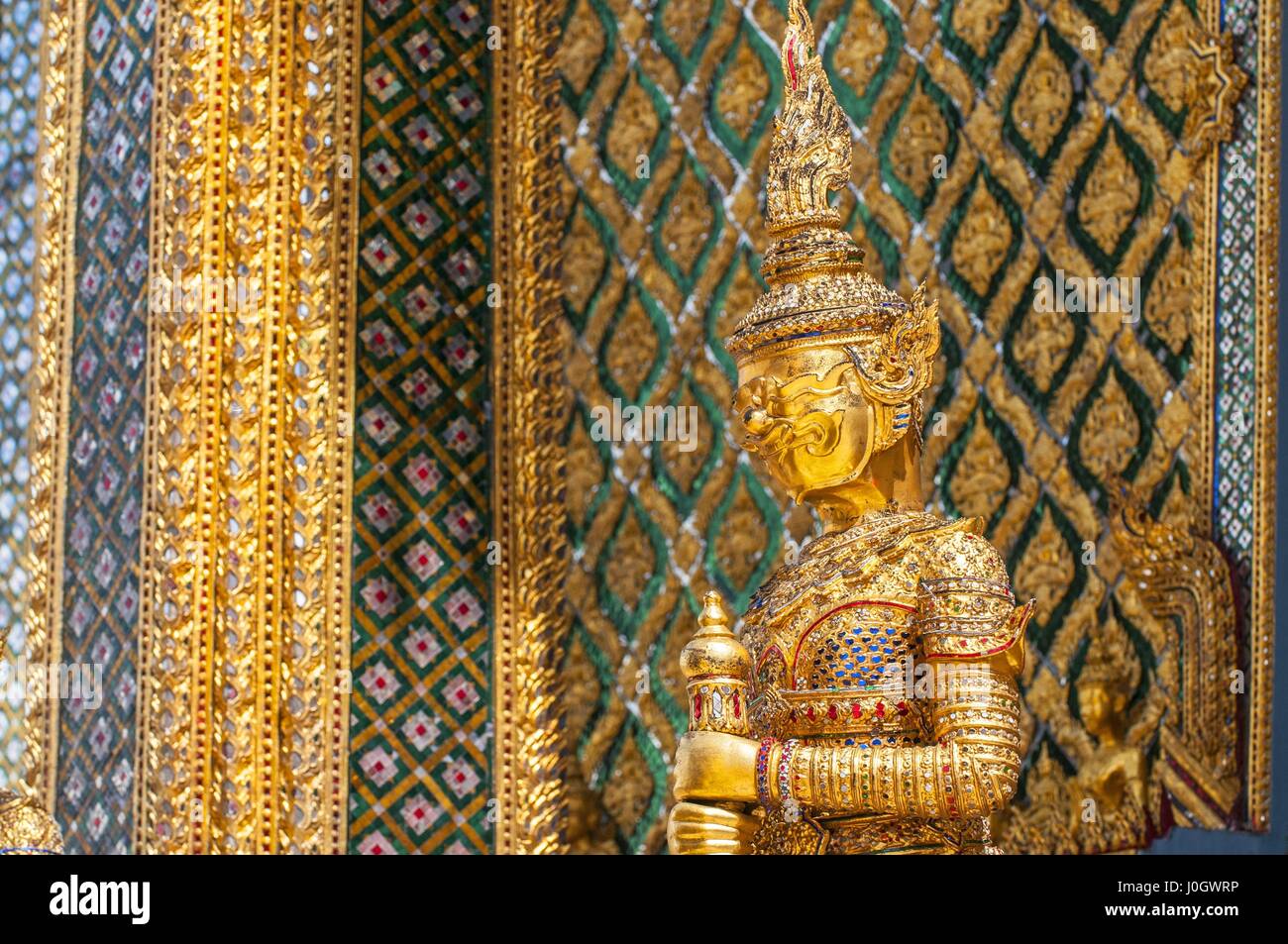 Mythical beast statue guarding the Phra Mondop library building on the ...