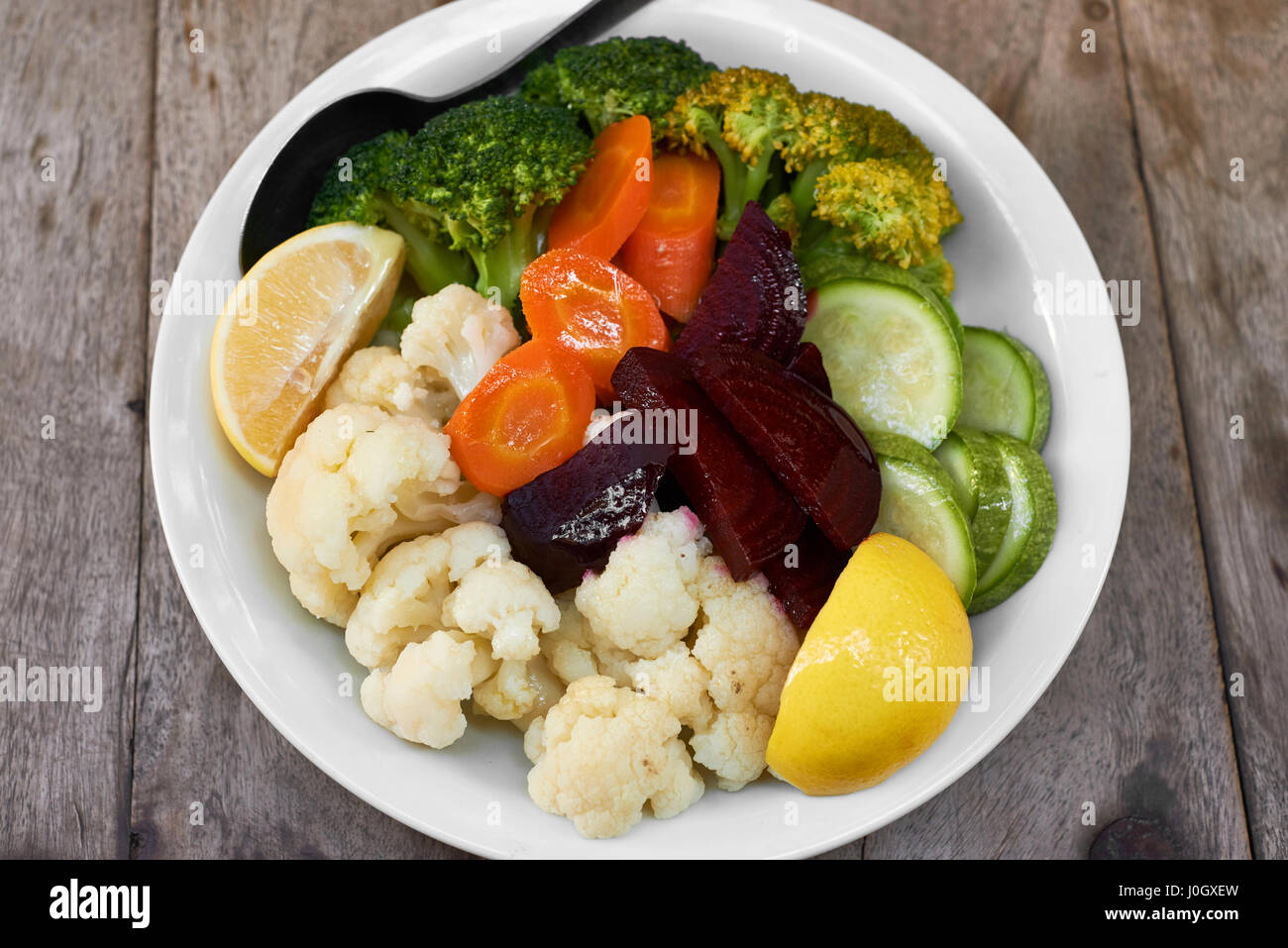 Boiled salad with broccoll,carrot,beetroot and caullflawer Stock Photo ...