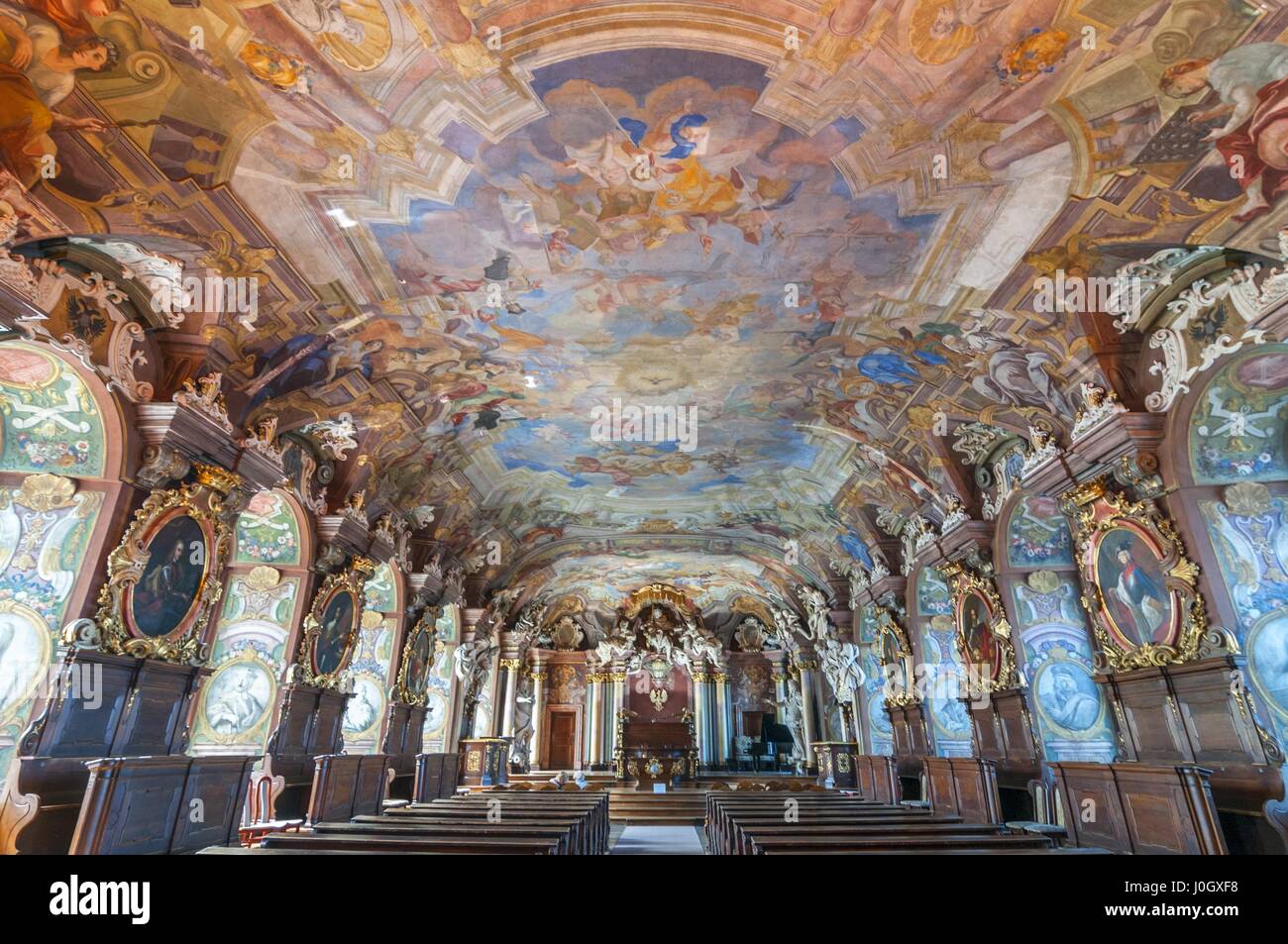 Interior view of University of Wrocław and magnificent decoration of ...