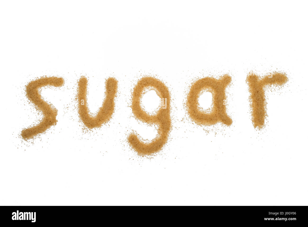word sugar written with brown granulated sugar isolated Stock Photo - Alamy