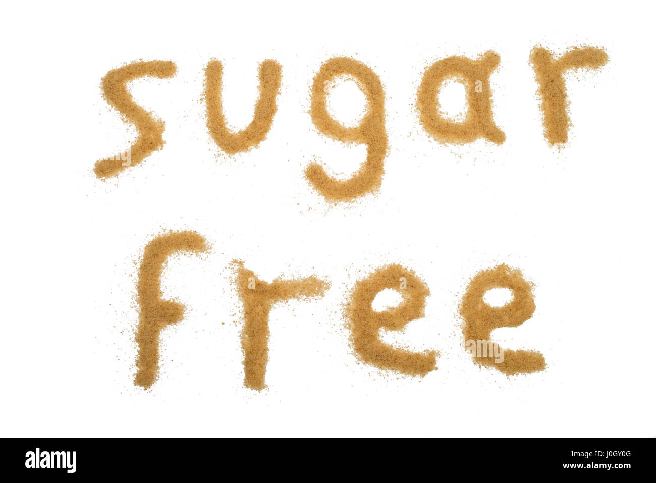 word sugar free written with brown granulated sugar isolated Stock ...