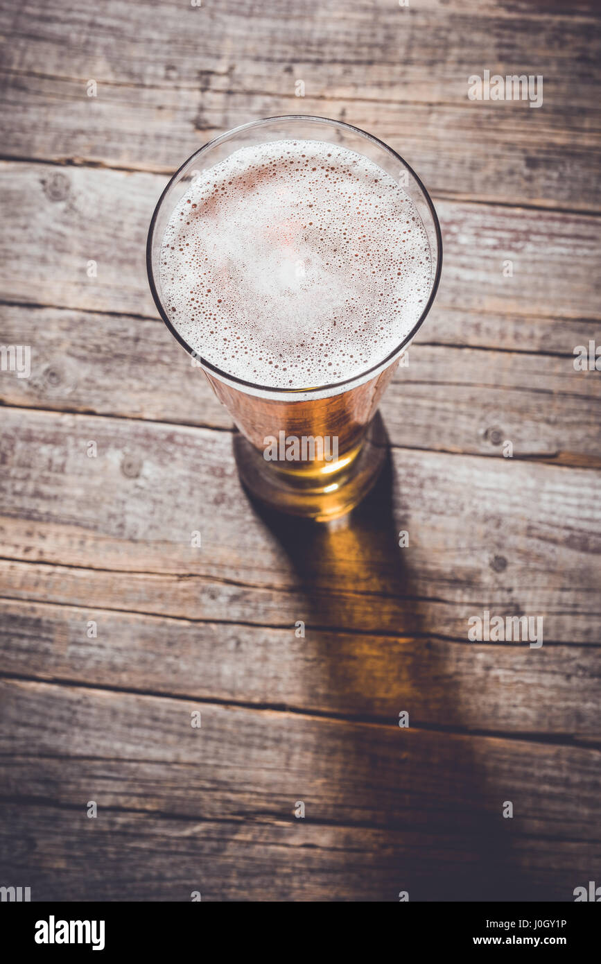 Glass of beer. Top view Stock Photo - Alamy
