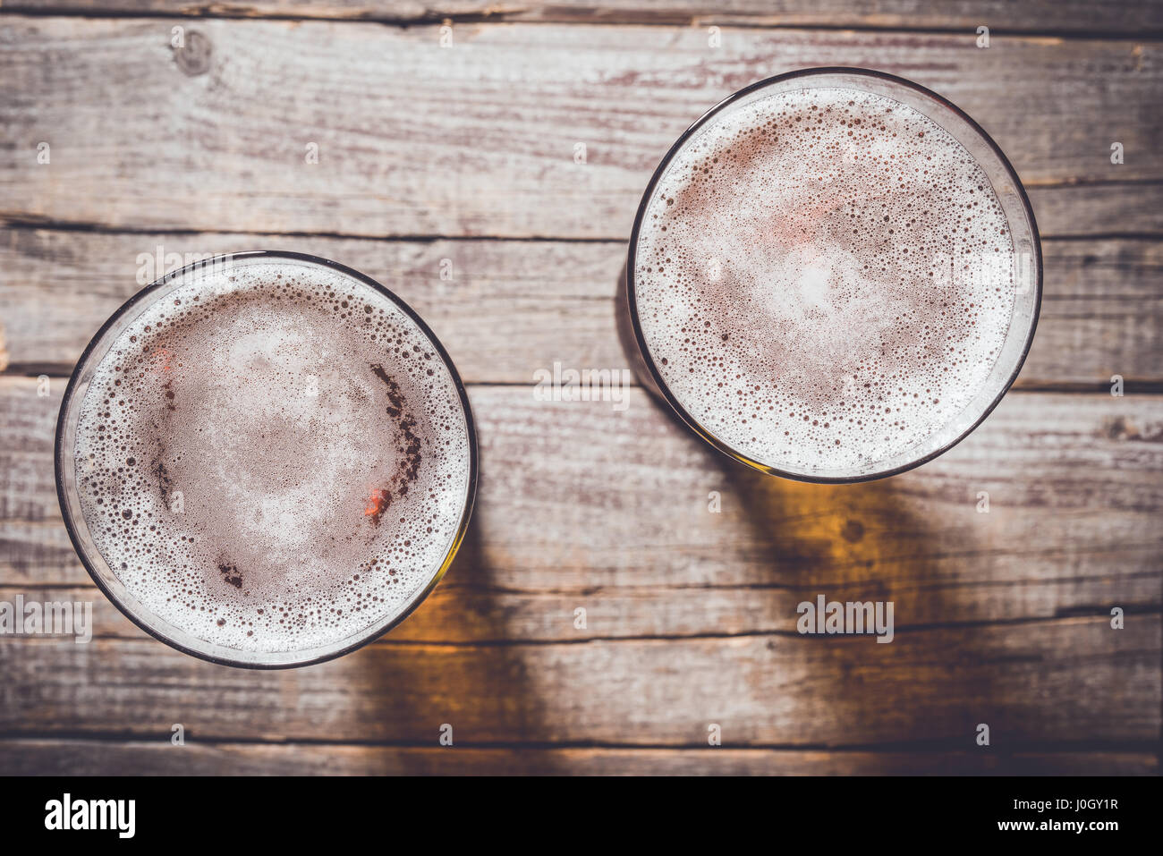 Glasses of beer. Top view Stock Photo - Alamy