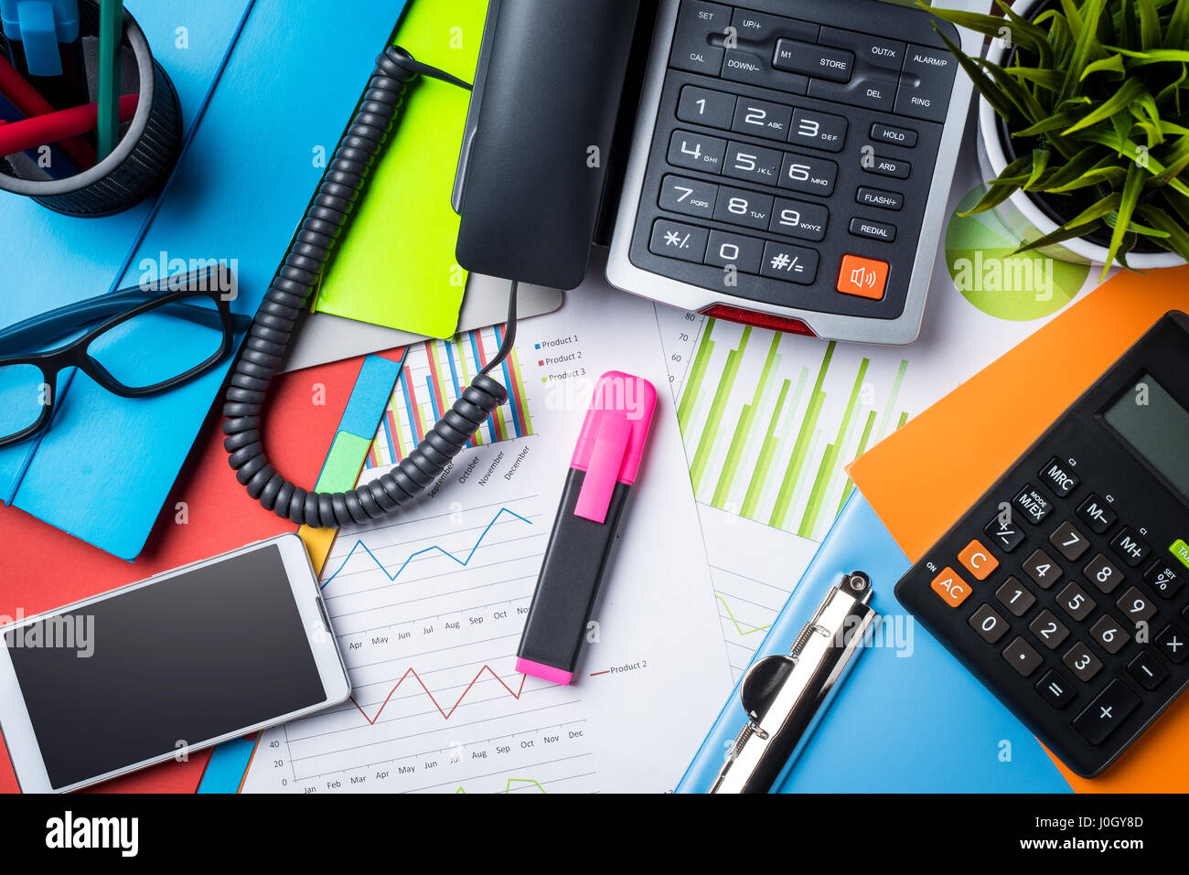 Office desktop. Business background Stock Photo - Alamy