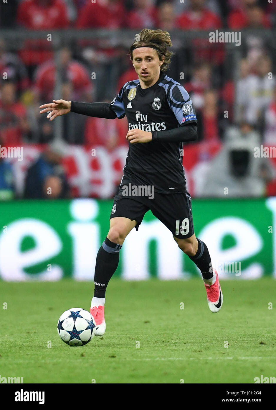 Munich, Germany. 12th Apr, 2017. Madrid's Luka Modric in action during ...