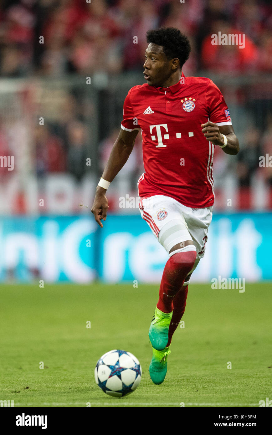 Munich, Germany. 12th Apr, 2017. Munich's David Alaba in action during ...