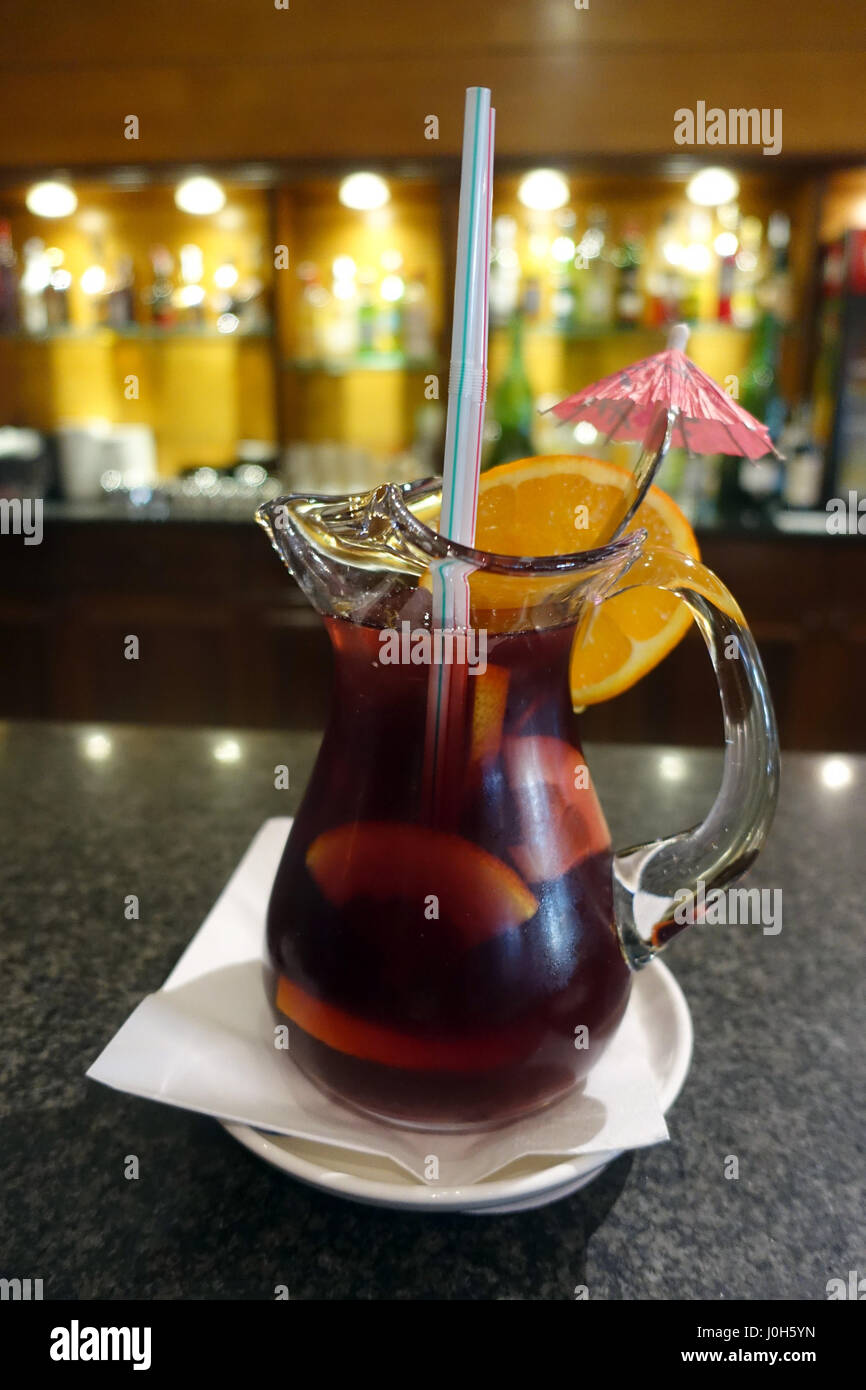 Porto Cristo, Mallorca, Spain. 3rd Apr, 2017. A jug of sangria in Porto ...