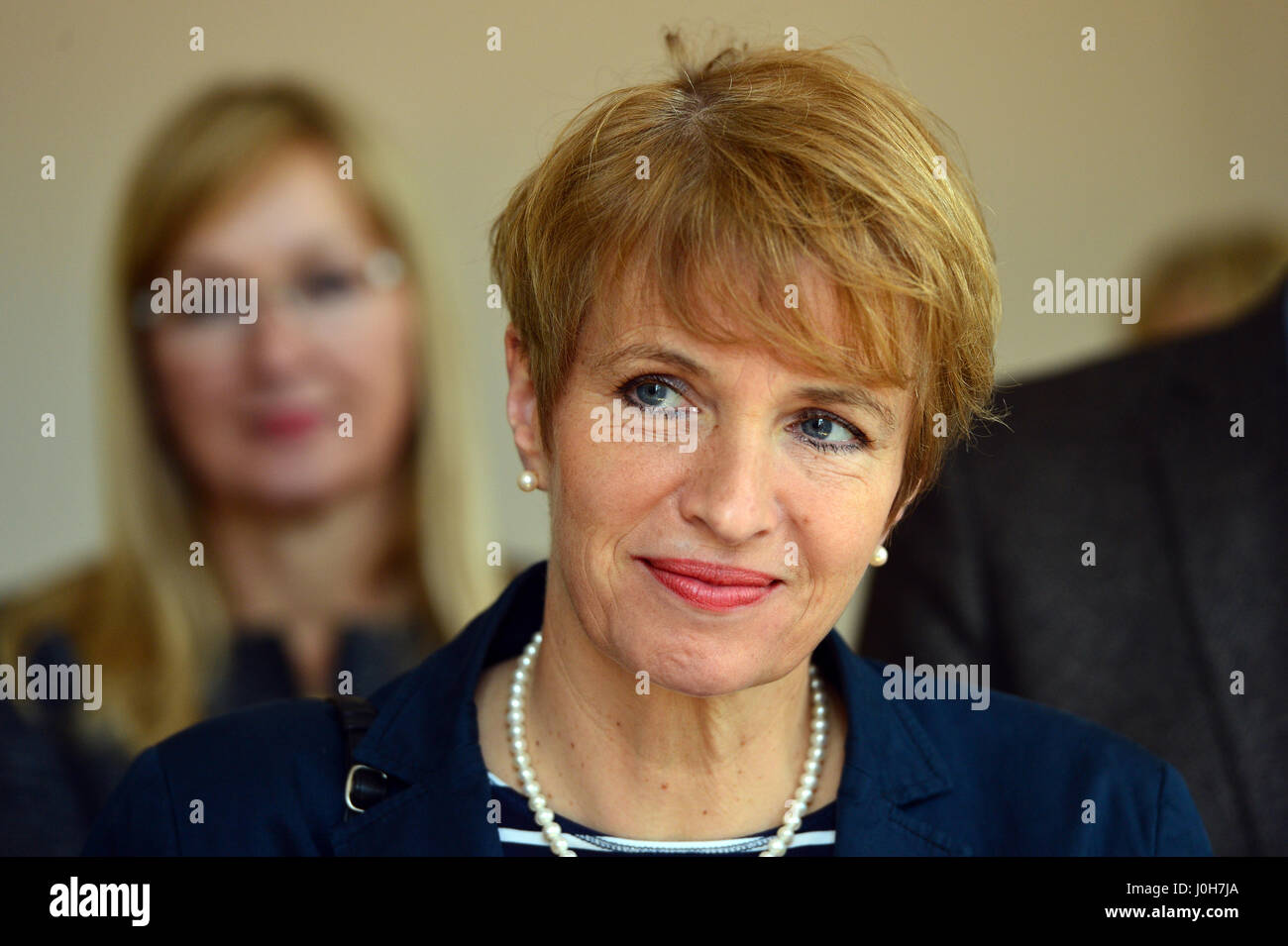 Muenchenberg, Germany. 13th Apr, 2017. Martina Muench (SPD), the ...