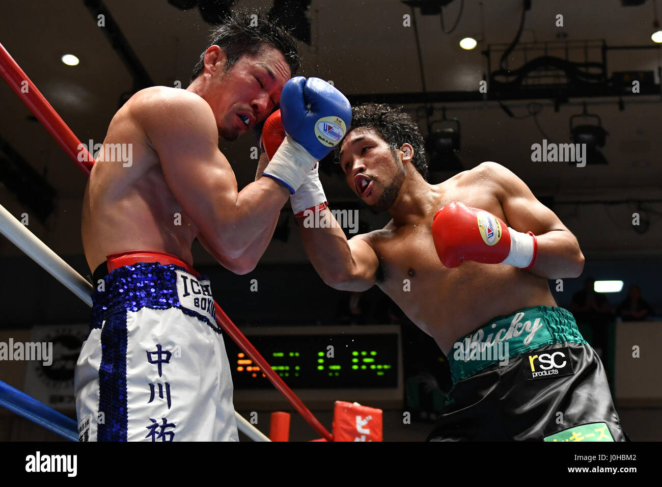 Tokyo, Japan. 10th Apr, 2017. (L-R) Yusuke Nakagawa, Rikki Naito (JPN ...