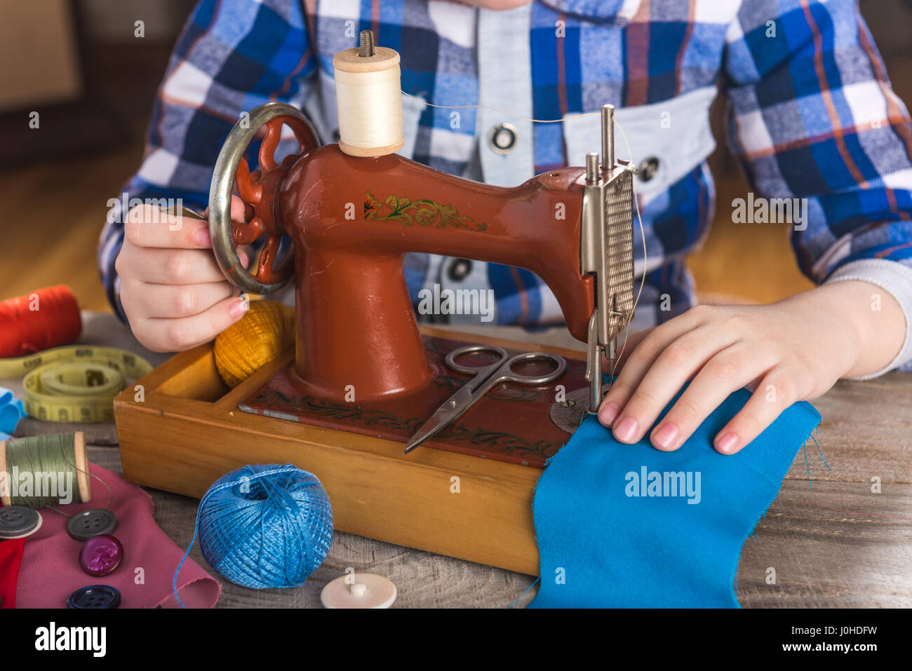 Children needlework sewing Stock Photo - Alamy