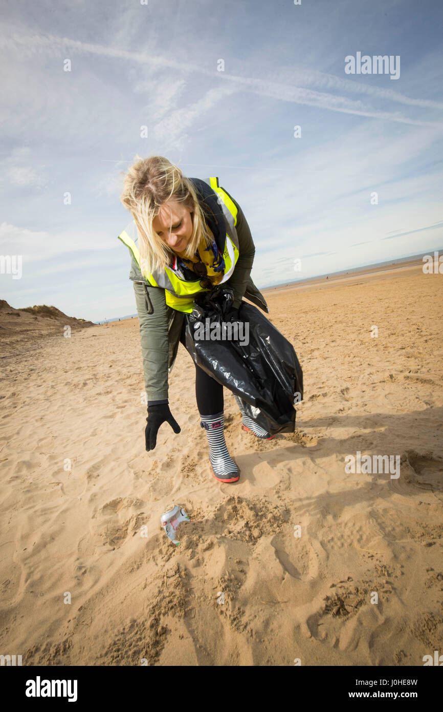 Litter pick on Formby beach UK Stock Photo - Alamy