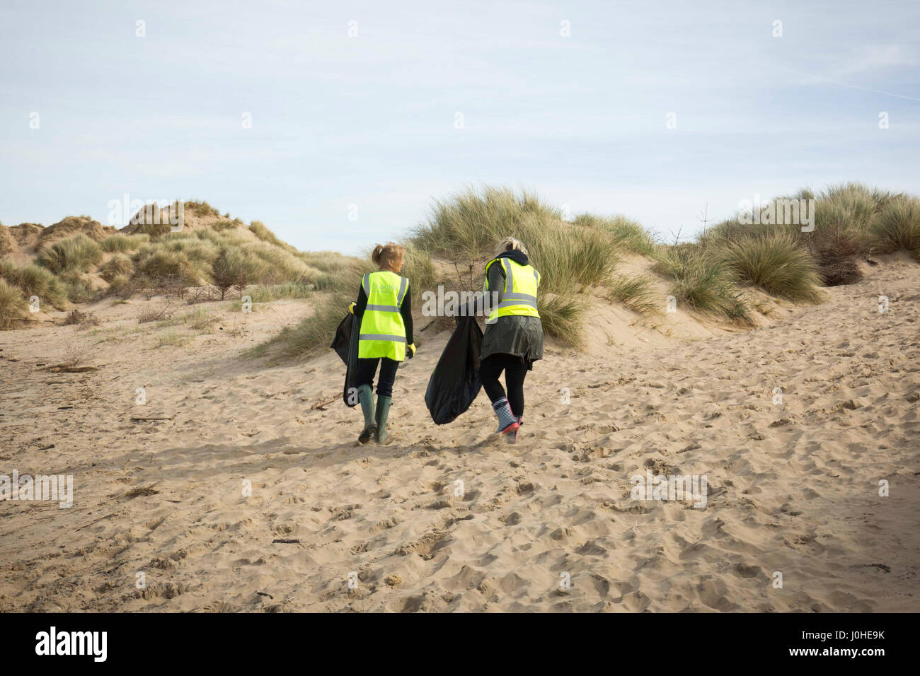 Litter pick on Formby beach UK Stock Photo - Alamy