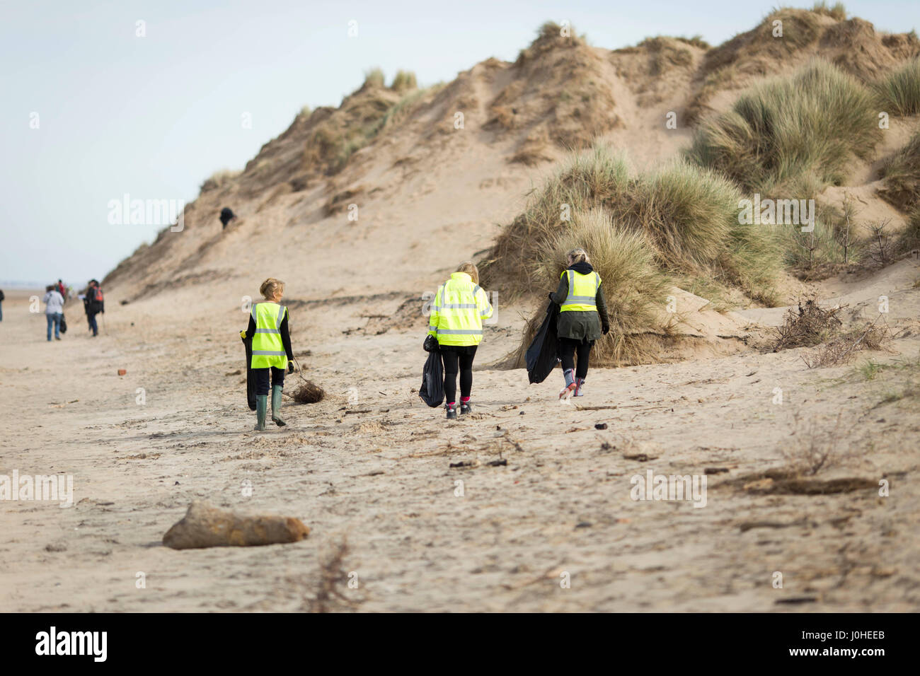 Litter pick on Formby beach UK Stock Photo - Alamy