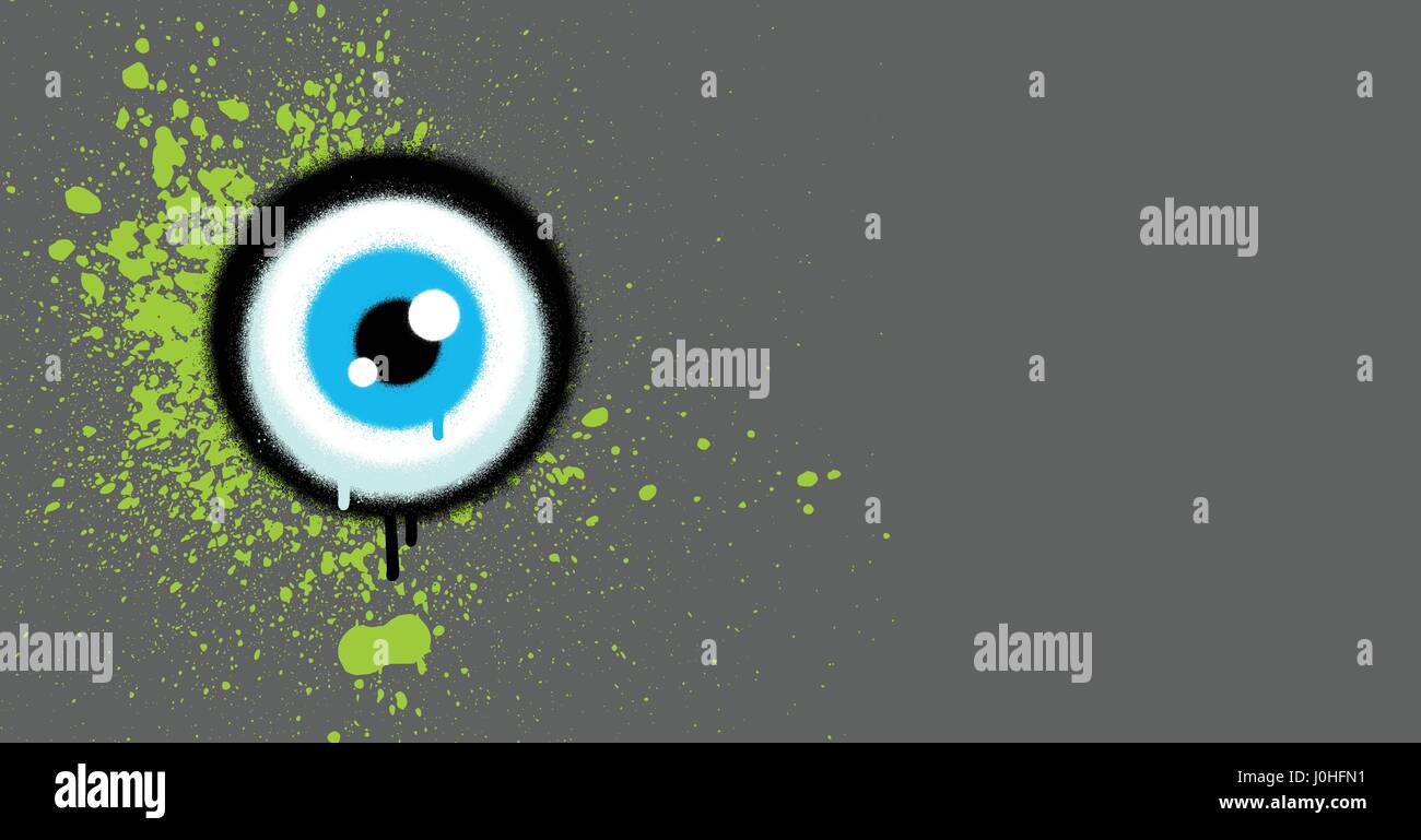 graffiti eyeball with green paint grunge on gray Stock Vector Image ...