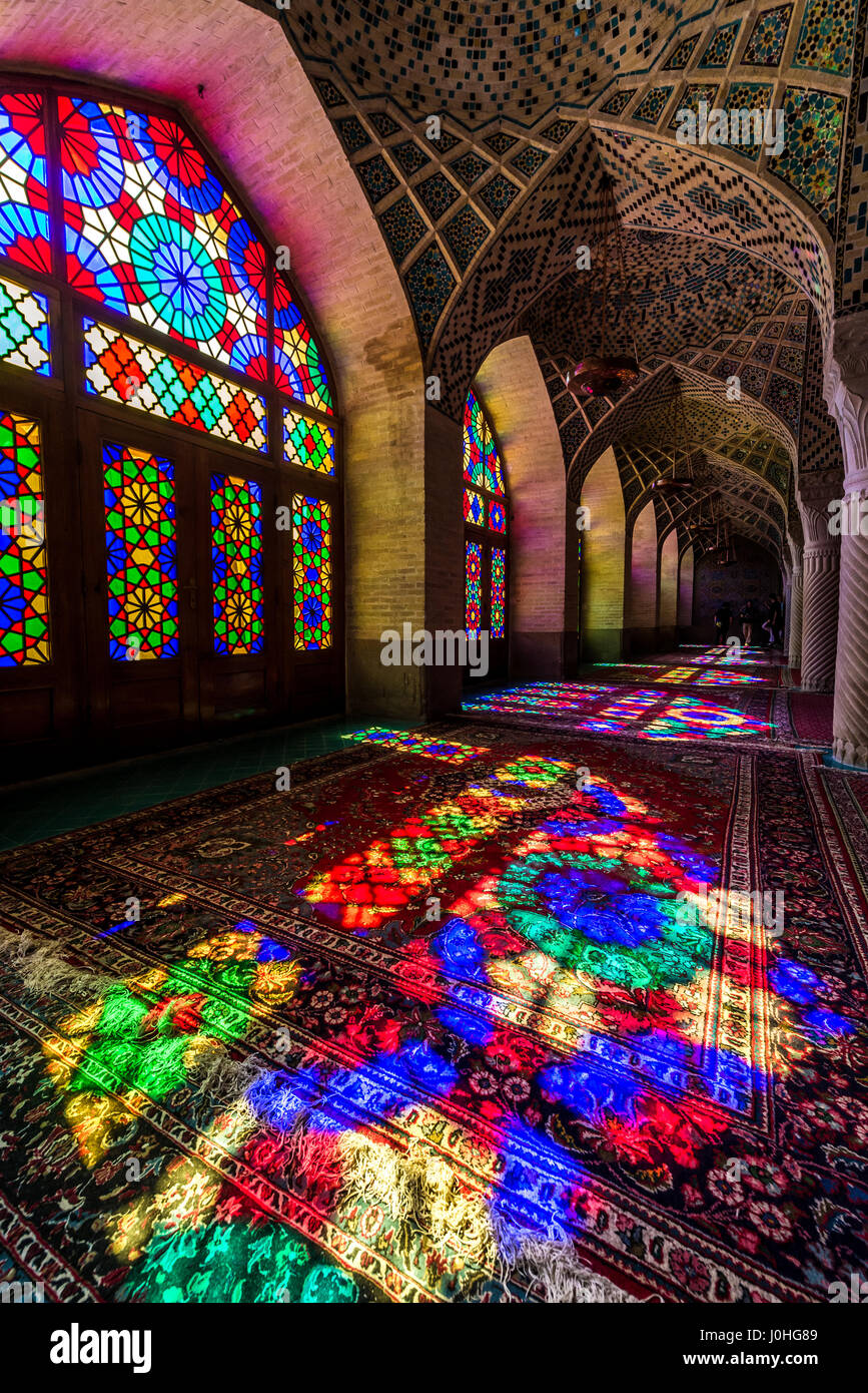Light pattern from stained glass window in Pink Mosque (Nasir ol Molk ...