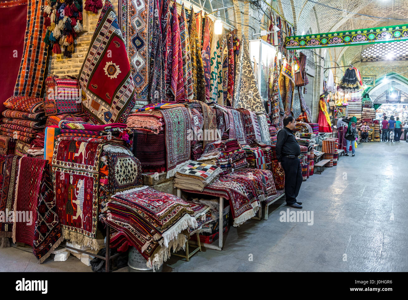 Carpet shop in Vakil Bazaar, main bazaar of Shiraz Shiraz city, capital ...