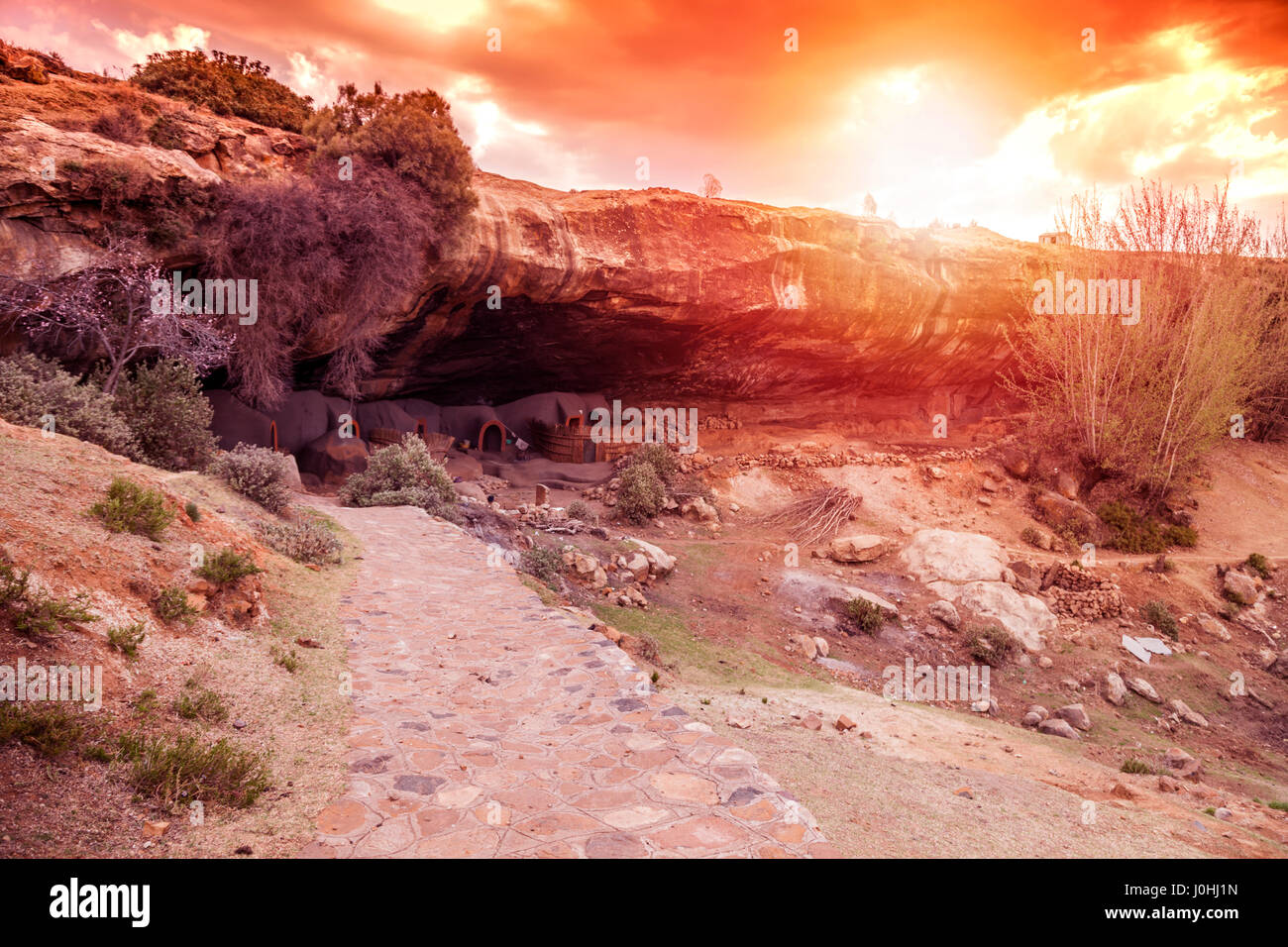 Kome Caves: cave dwellings made out of mud in the district of Berea ...
