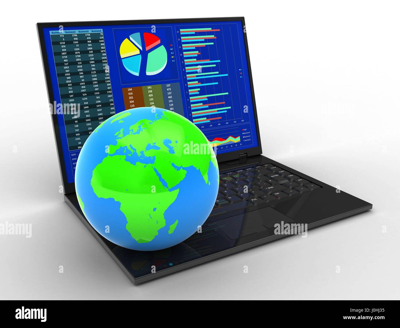 3d illustration of modern laptop over white background Stock Photo - Alamy