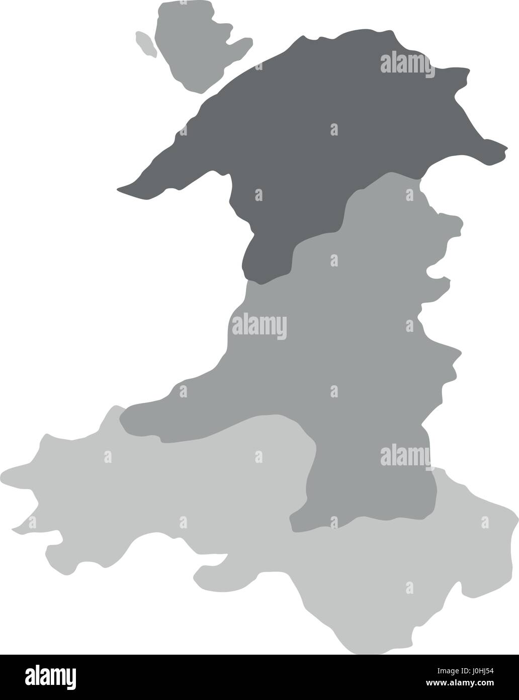 Map of Wales with regions in vector on white background Stock Vector ...