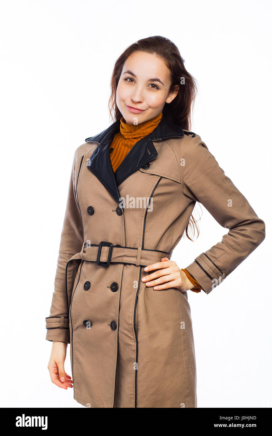 Young fashionable woman standing up, isolated on white Stock Photo - Alamy