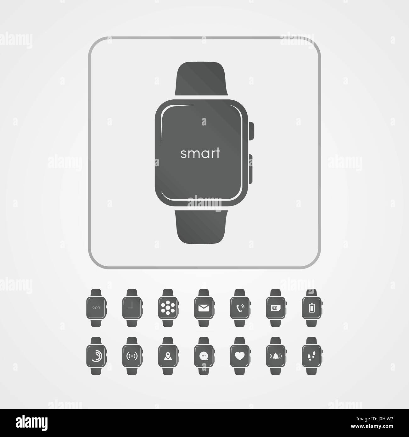 Smart watch with application icon on screen vector illustration Stock ...