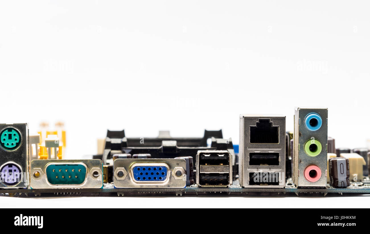 Connector of computer motherboard, isolated on white background Stock ...