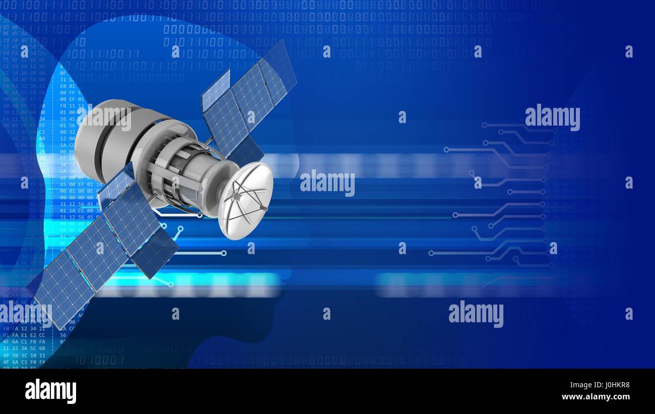 abstract 3d digital background with satellite and head silhouette Stock ...
