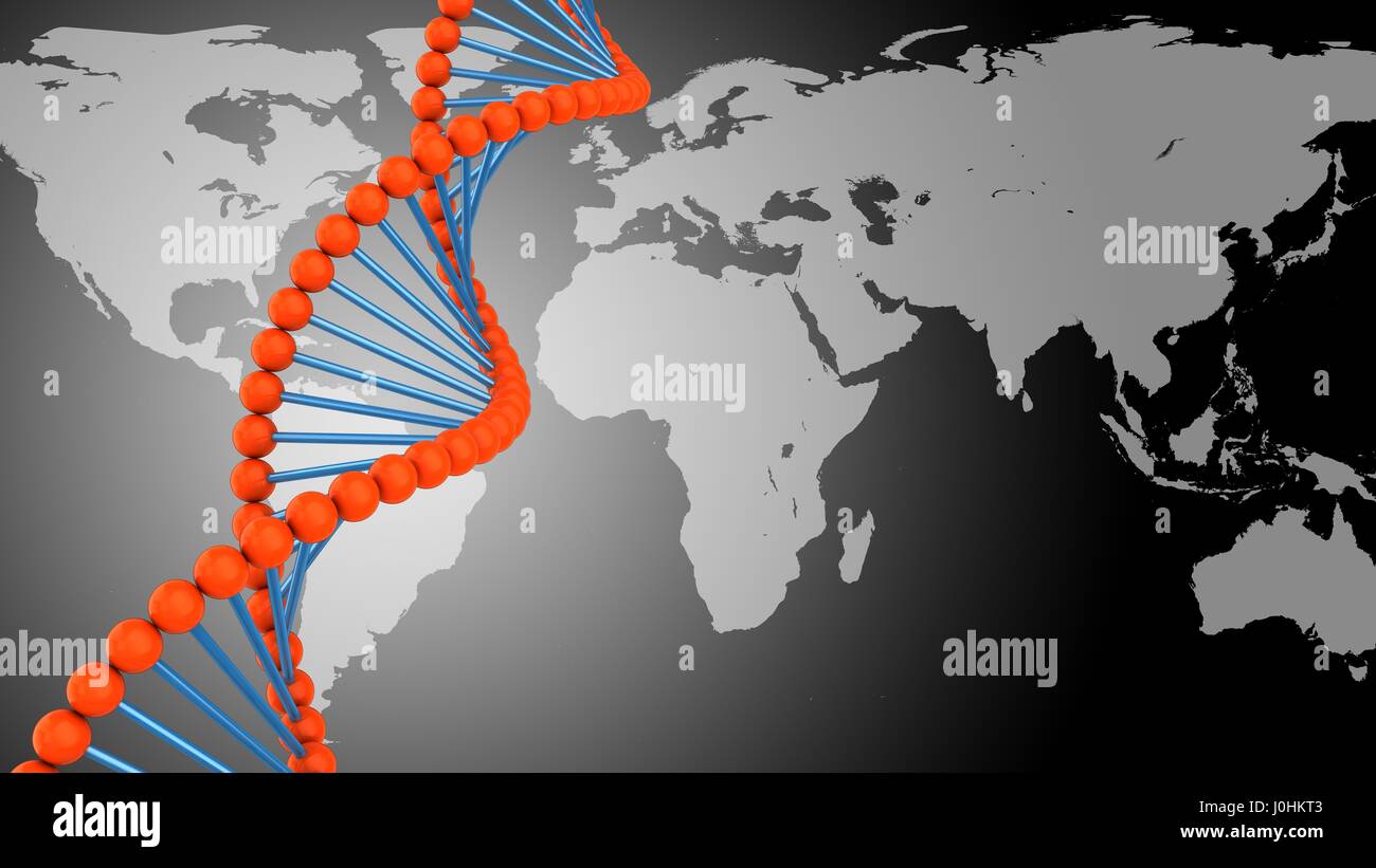 abstract 3d black background with dna shape and earth Stock Photo - Alamy