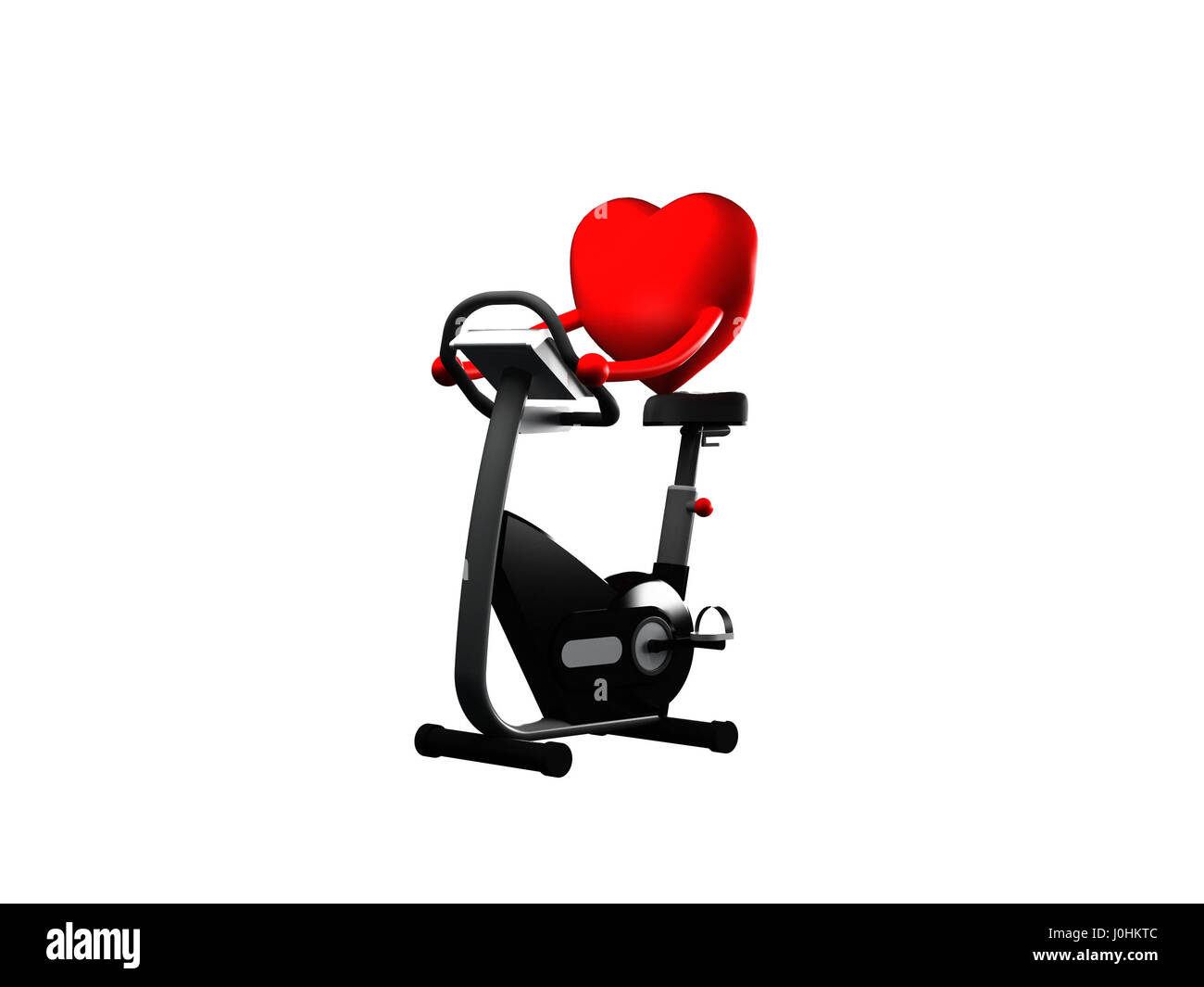 Red Heart Working out on Elliptical, exercising for health on white ...