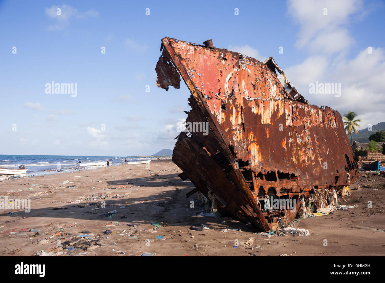 A ship wreck on the Indian Ocean island of Moheli, also known as Mwali ...